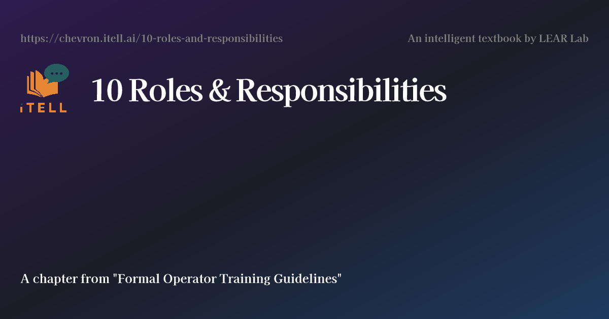 10 Roles & Responsibilities | Formal Operator Training Guidelines